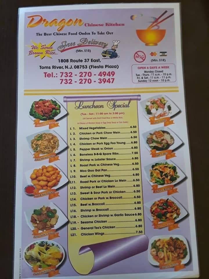 Menu at Dragon Chinese Kitchen restaurant, Toms River