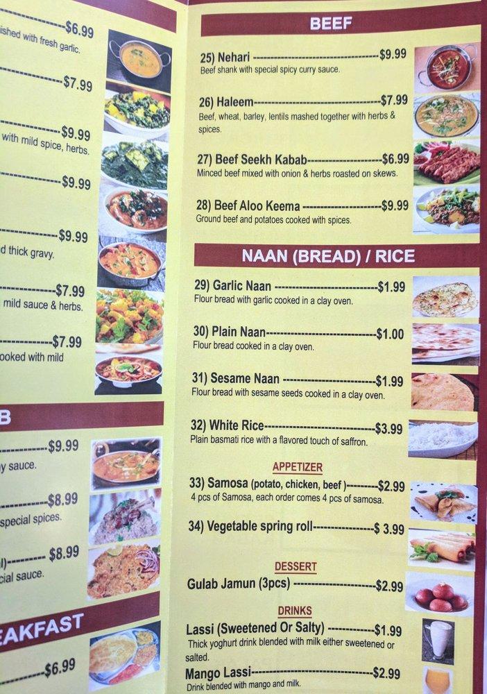 Menu at Famous Tandoori restaurant, Lomita