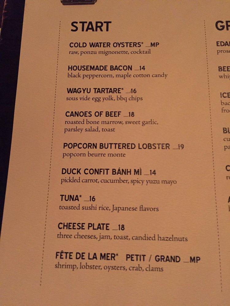 Menu at Kayne Prime Steakhouse, Nashville