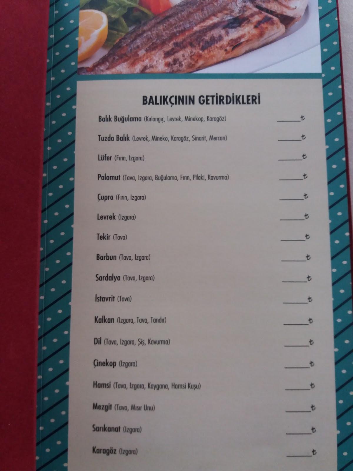 Menu at NİLÜFER BEYAZ OCAKBAŞI RAKKAS SAHNE, Bursa