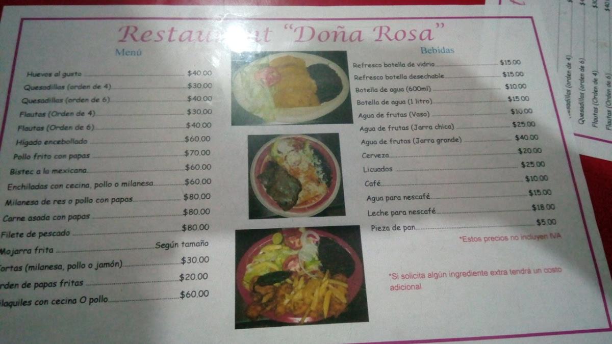 Menu at Restaurant "Doña Rosa", Tamazunchale