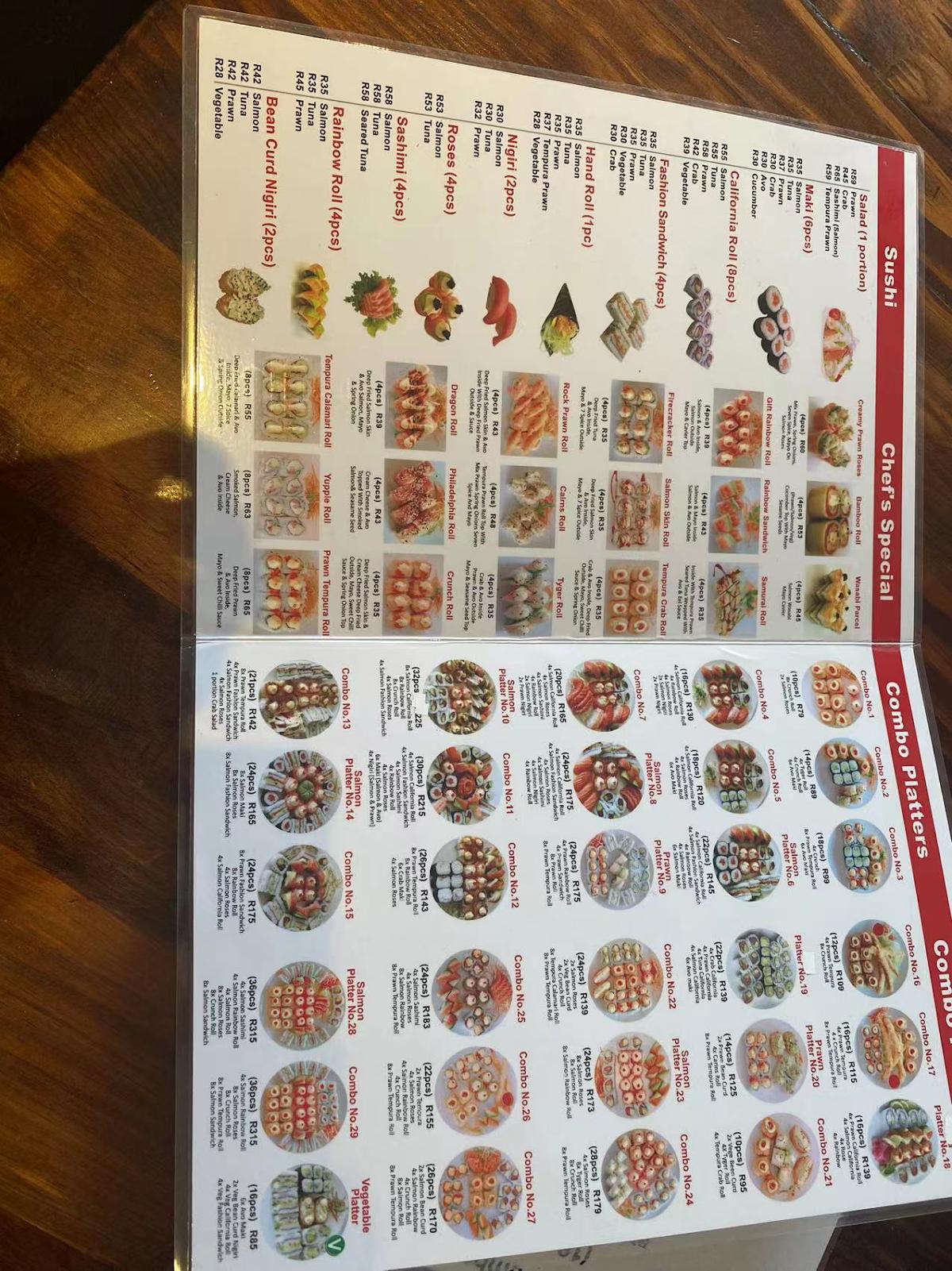 Menu at Niu Niu Chinese Restaurant & sushi bar, Cape Town