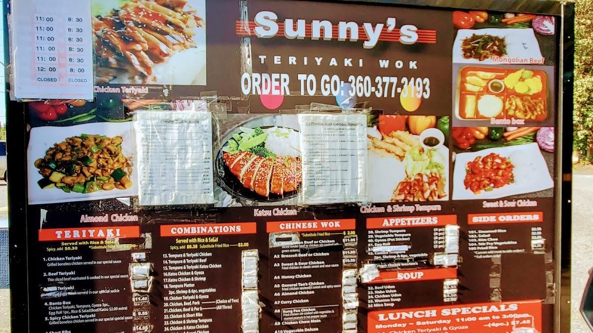 Menu at Sunny Teriyaki restaurant, Bremerton
