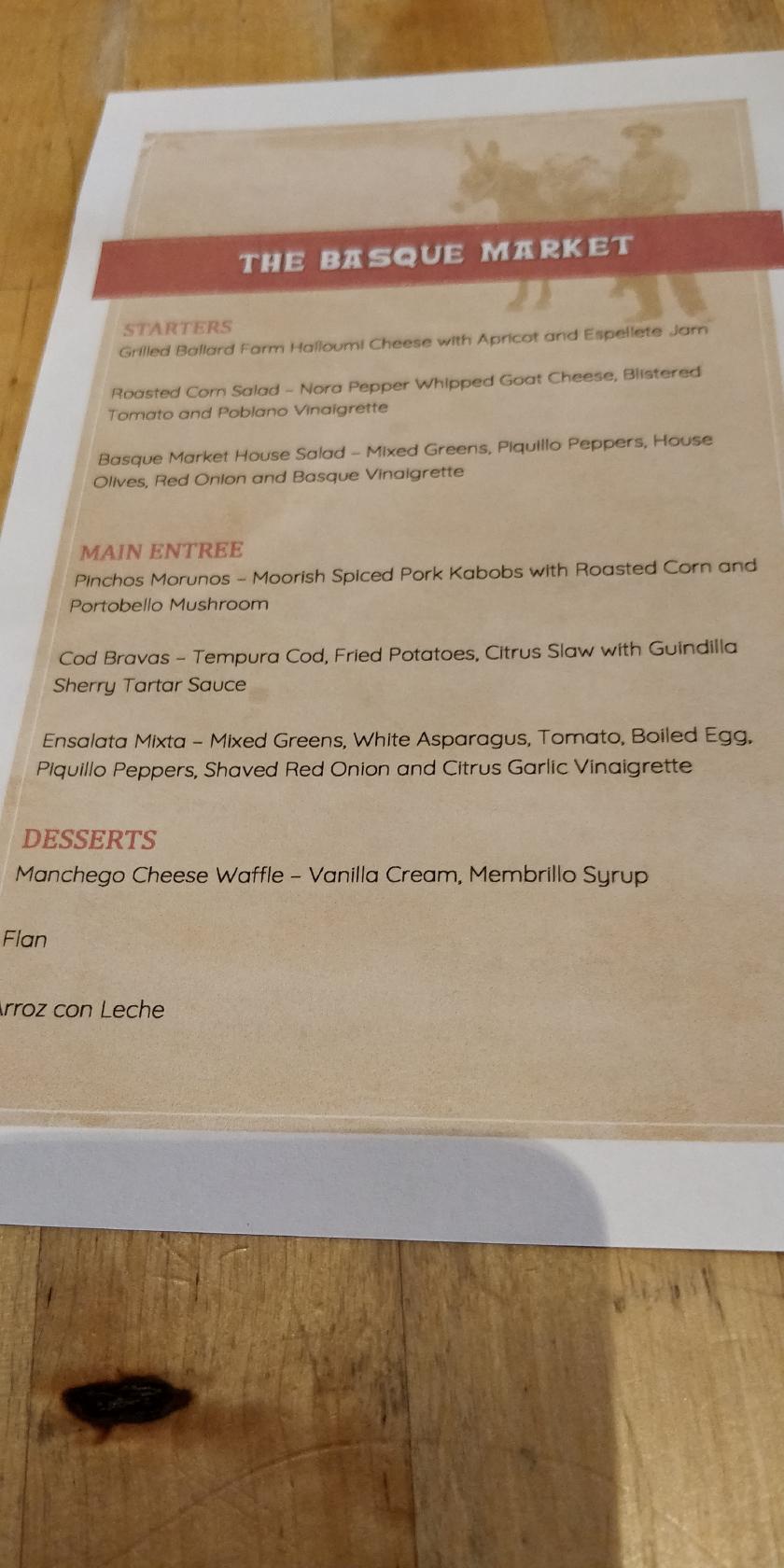 Menu at The Basque Market pub & bar, Boise