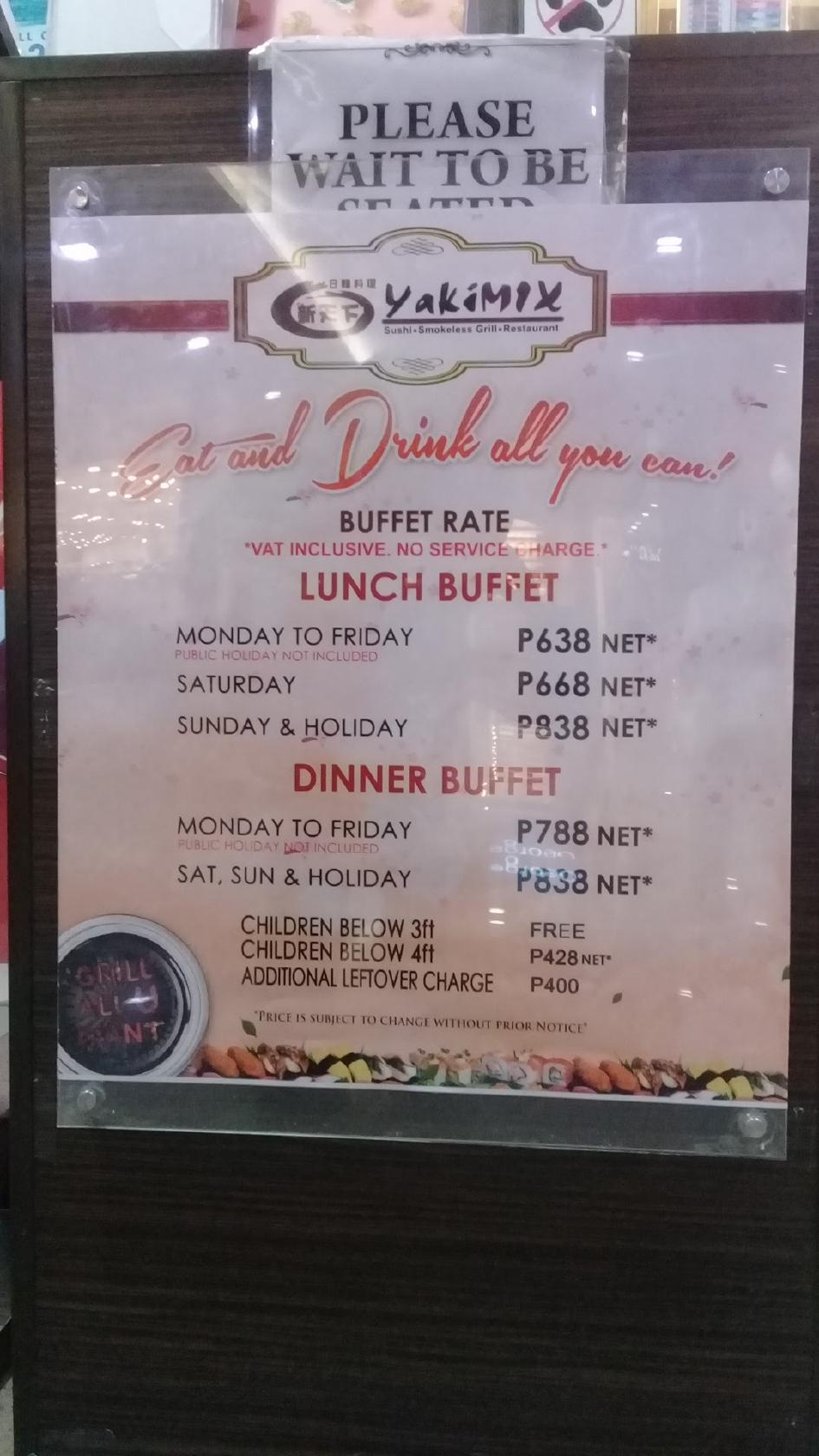 Menu at Yakimix restaurant, Quezon City, City Center