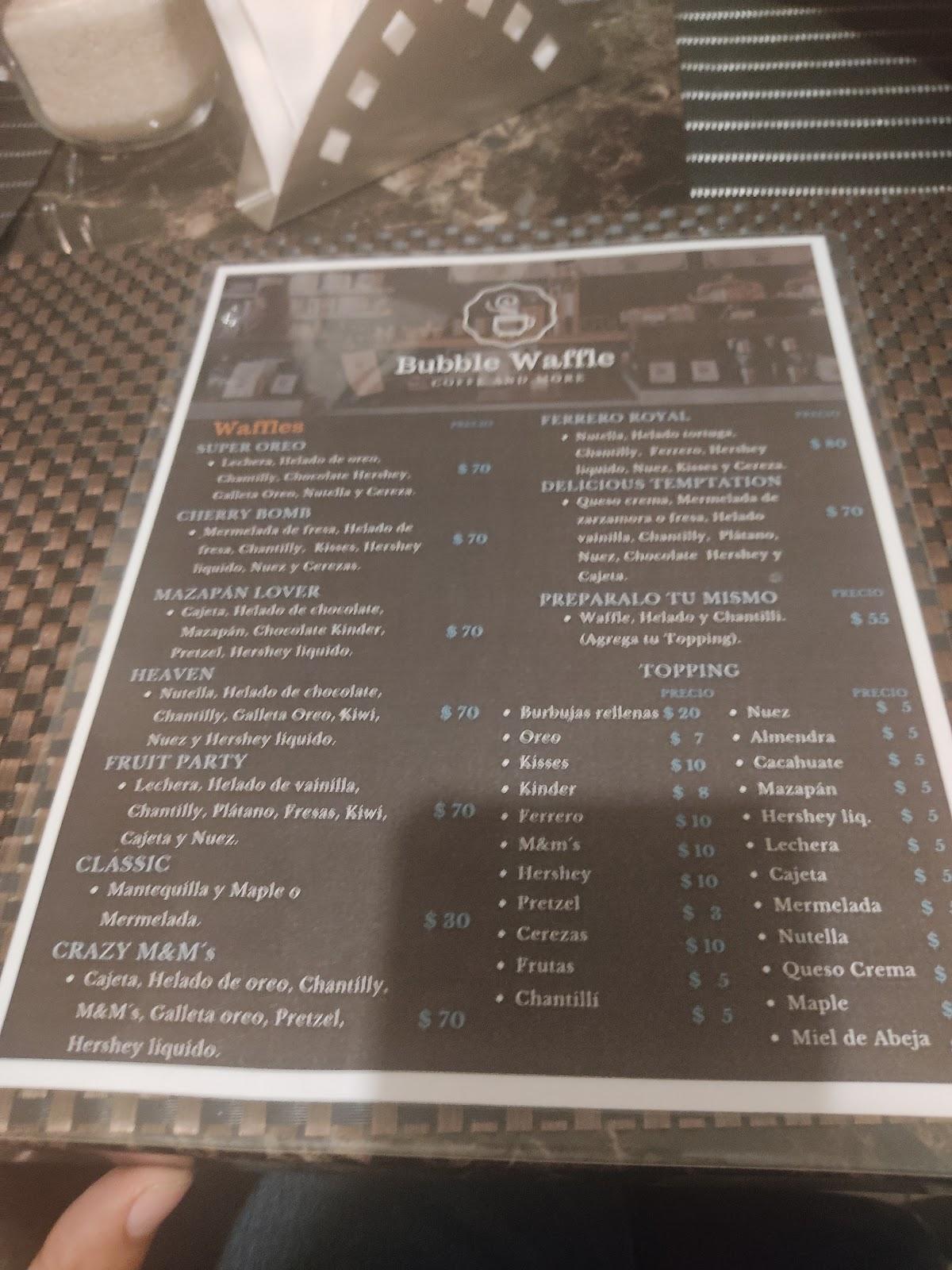 Menu at Bubble Waffle, Ciudad Victoria