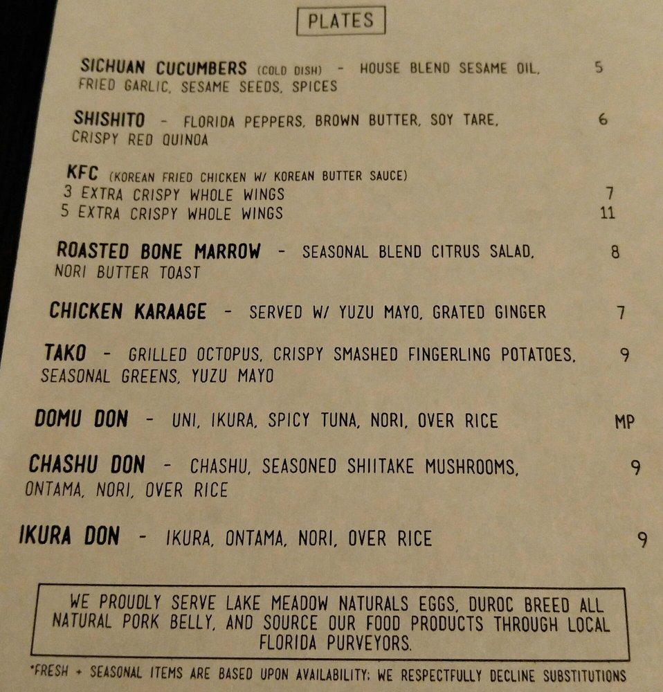 Menu at DOMU pub & bar, Orlando, 3201 Corrine Dr Suite 100