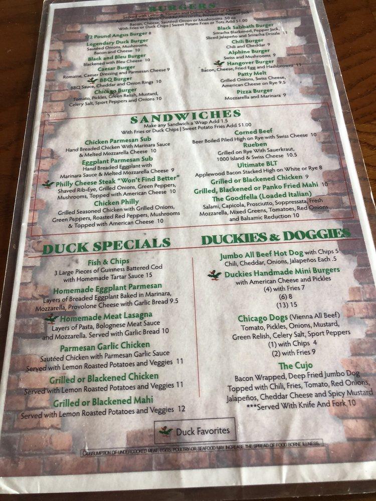 Menu at The Duck Tavern pub & bar, Boca Raton