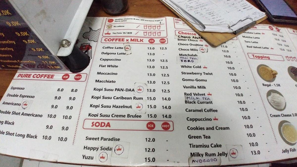 Carta del café PAN-DAA Cheese Tea, Rembang