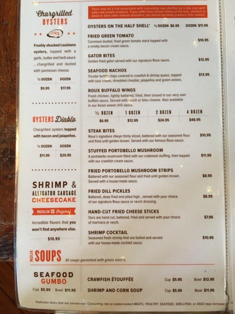 Menu at Roux 61 Seafood & Grill restaurant, Baton Rouge