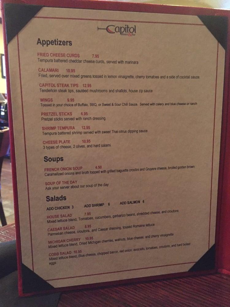 Menu at Capitol Bistro & Bar, Romulus