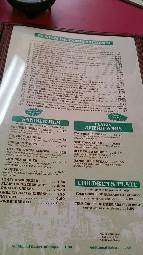Menu at El Caporal Family Mexican Restaurant, Cañon City, Main St