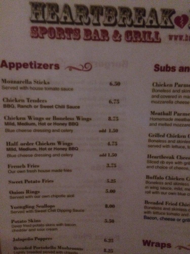 Menu at Heartbreak Hotel pub & bar, Jefferson