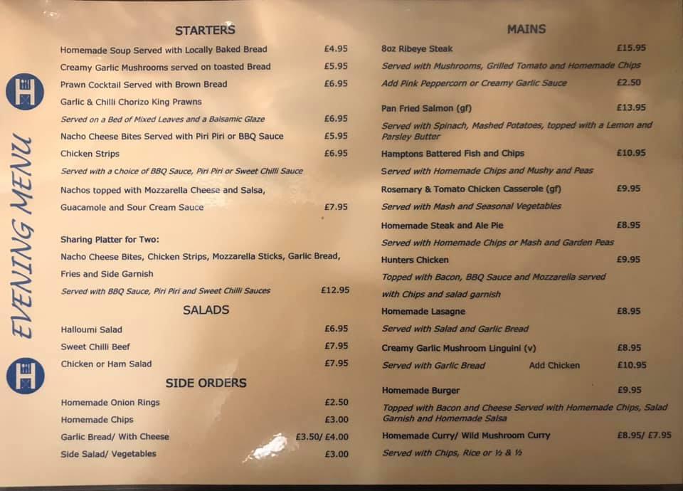 Menu at Hamptons Bar, Beaumaris