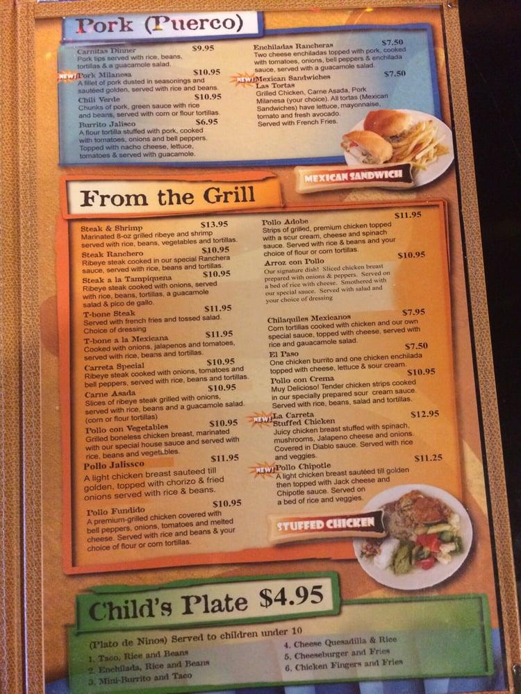 La Carreta Mexican Restaurant Menu at Terri Whobrey blog