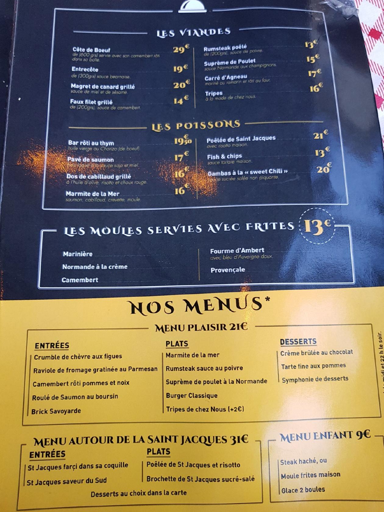 Menu au La Fringale restaurant, Caen, 20 Rue du Vaugueux