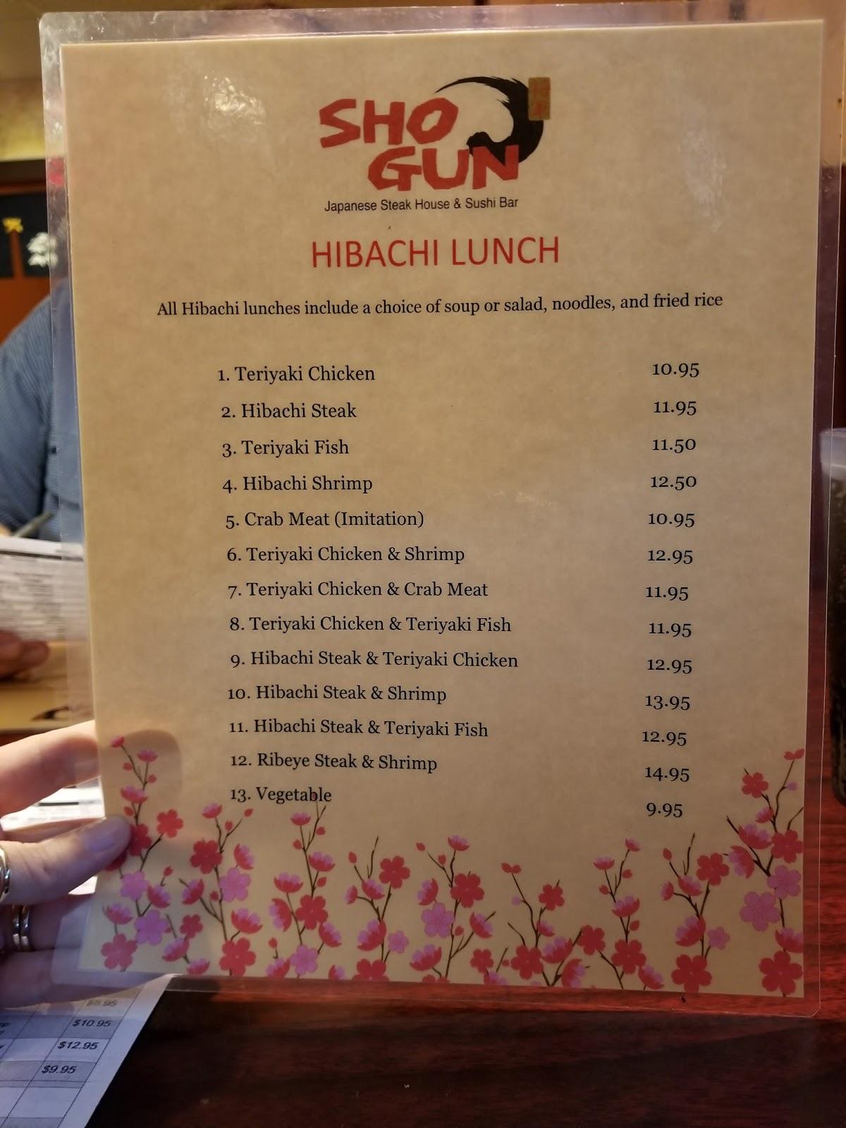 Menu at Sho Gun restaurant, Mobile