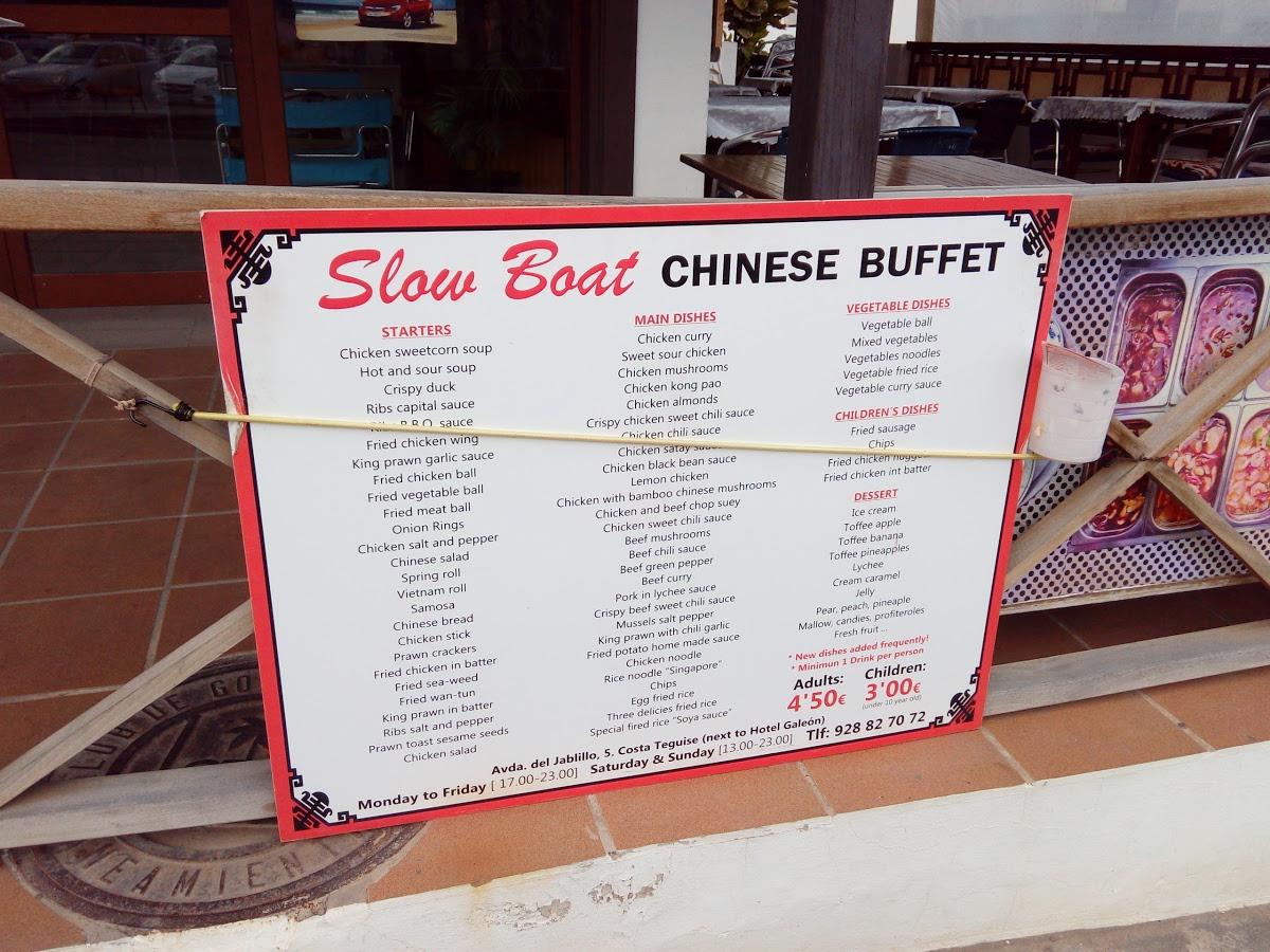 Carta de Slow Boat Chinese restaurant, Costa Teguise