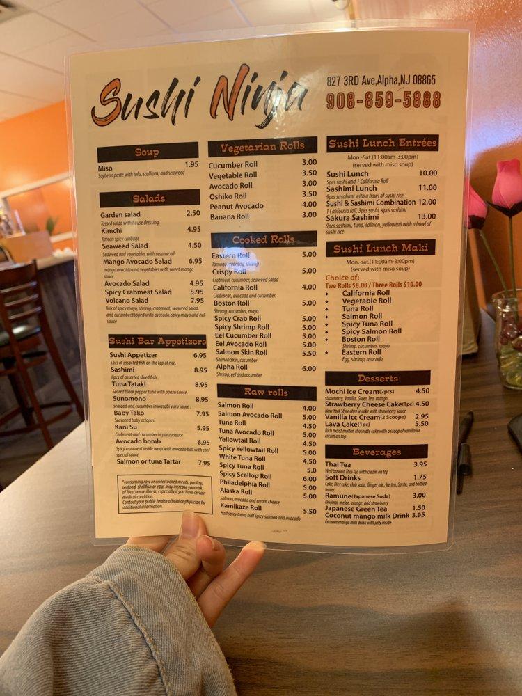 Menu at Sushi Ninja restaurant, Alpha