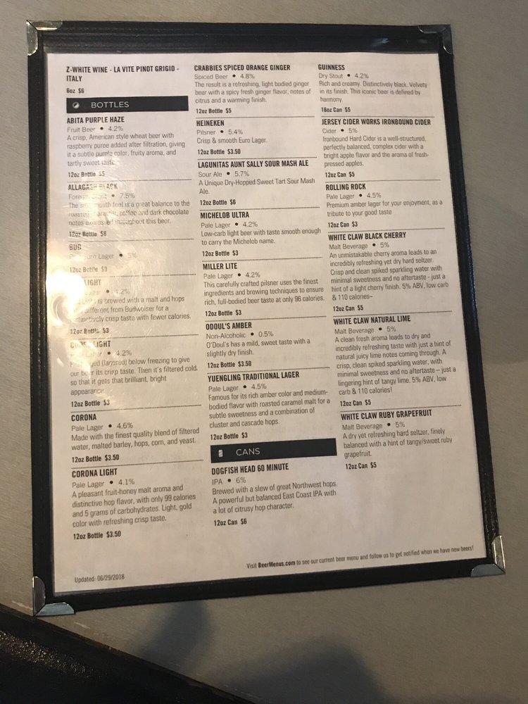 Menu at Vagabond Kitchen & Tap House pub & bar, Atlantic City