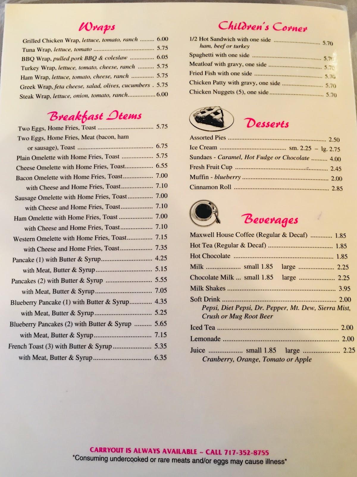 Menu at Flamingo Restaurant, Fayetteville