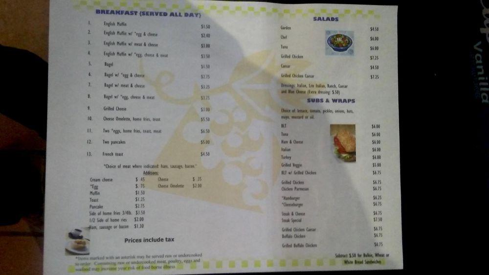 Menu at Fuzzy's Cafe, Fitchburg