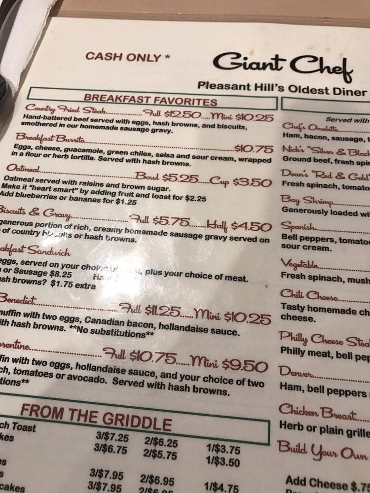 Menu at Giant Chef restaurant, Pleasant Hill