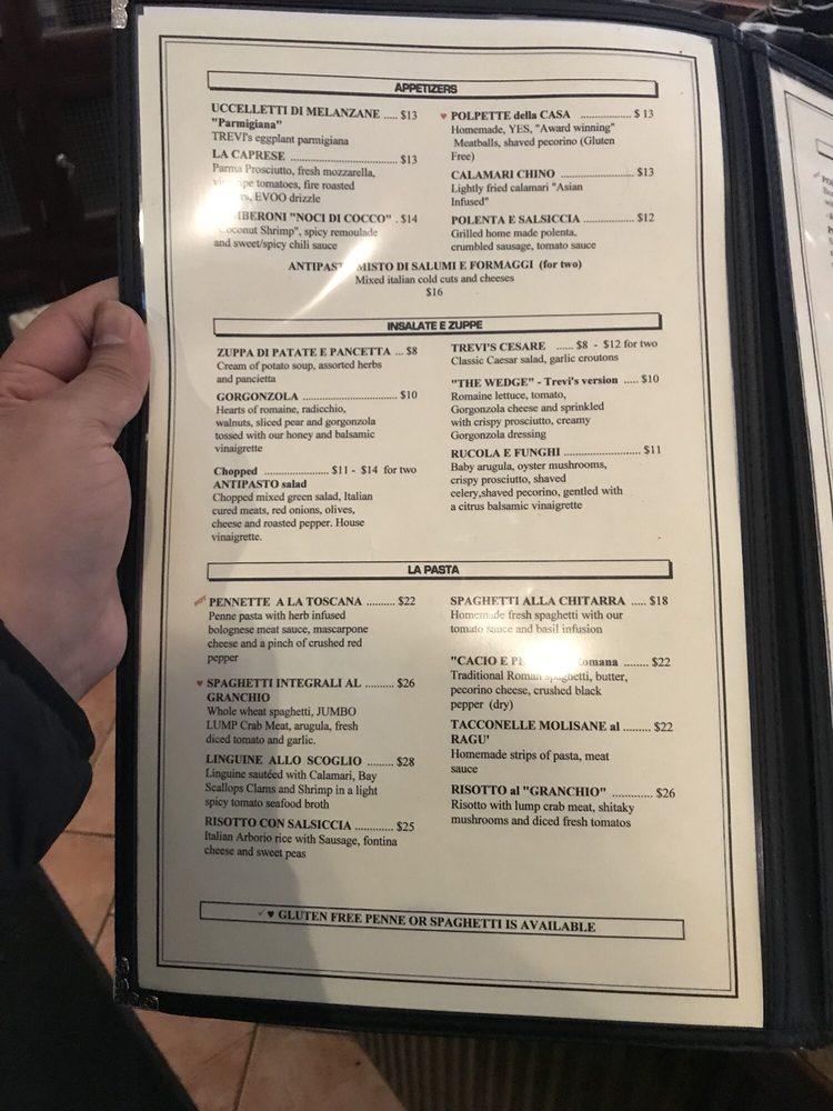Menu at Osteria Trevi restaurant, Madison
