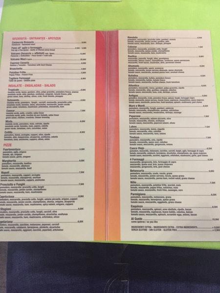 Menu at Pizzeria Peperone, Corralejo