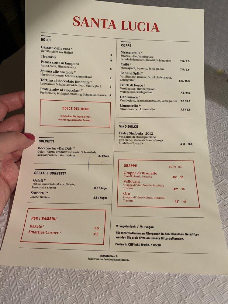 Menu da Santa Lucia, Zurigo, Marktgasse 21