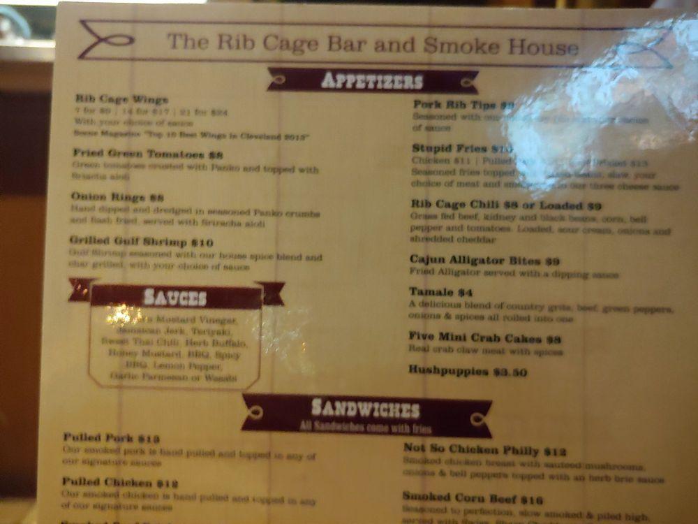 Menu at The Rib Cage Smokehouse & Bar, Cleveland Heights, Lee Rd