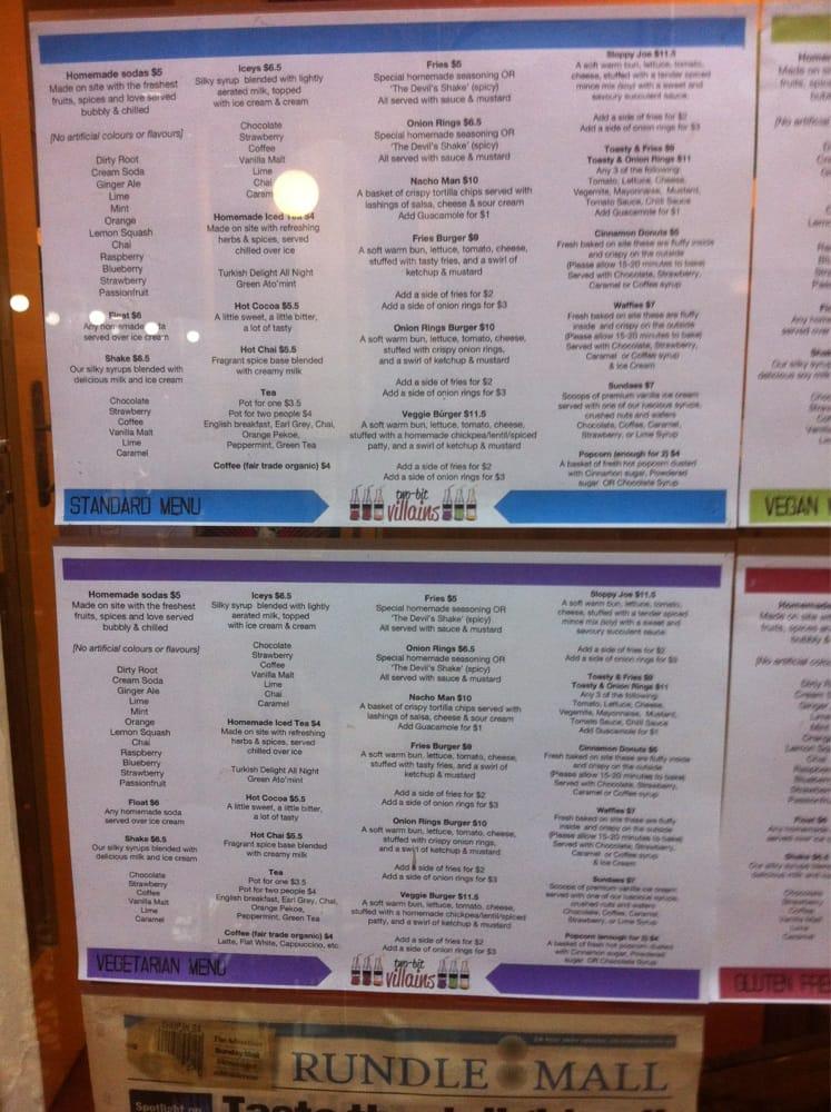 Menu at Two-Bit Villains restaurant, Adelaide