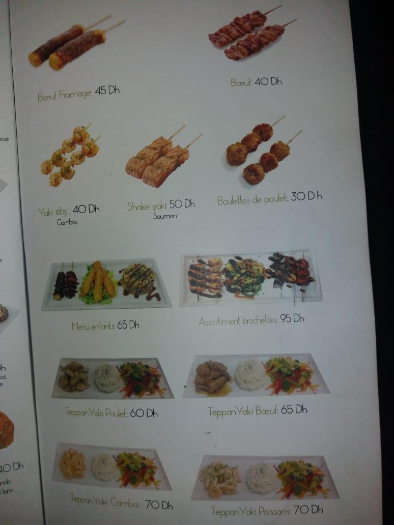 Menu au Yo Ti TAM CGI Bouskoura restaurant, Bouskoura