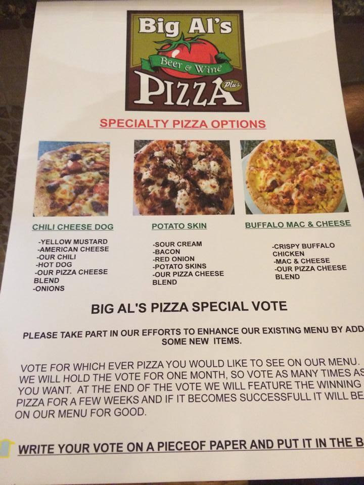 Menu at Big Al's Pizza Plus pizzeria, Dudley