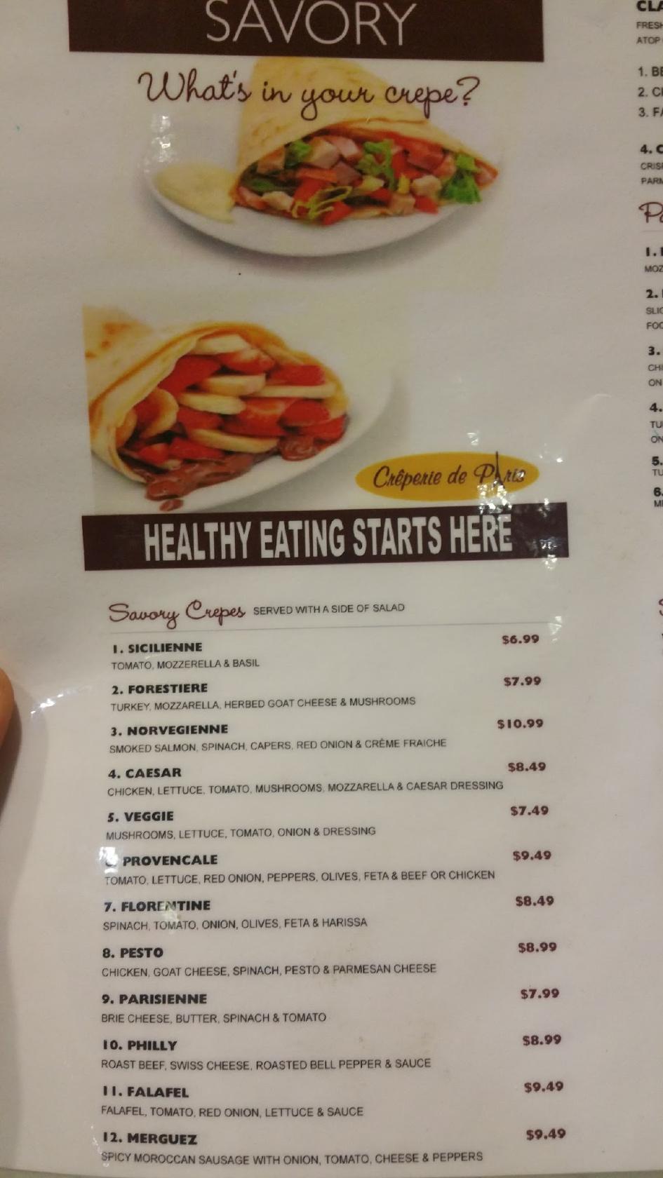 Menu at Creperie de Paris restaurant, Redmond, 166th Ave NE # F145