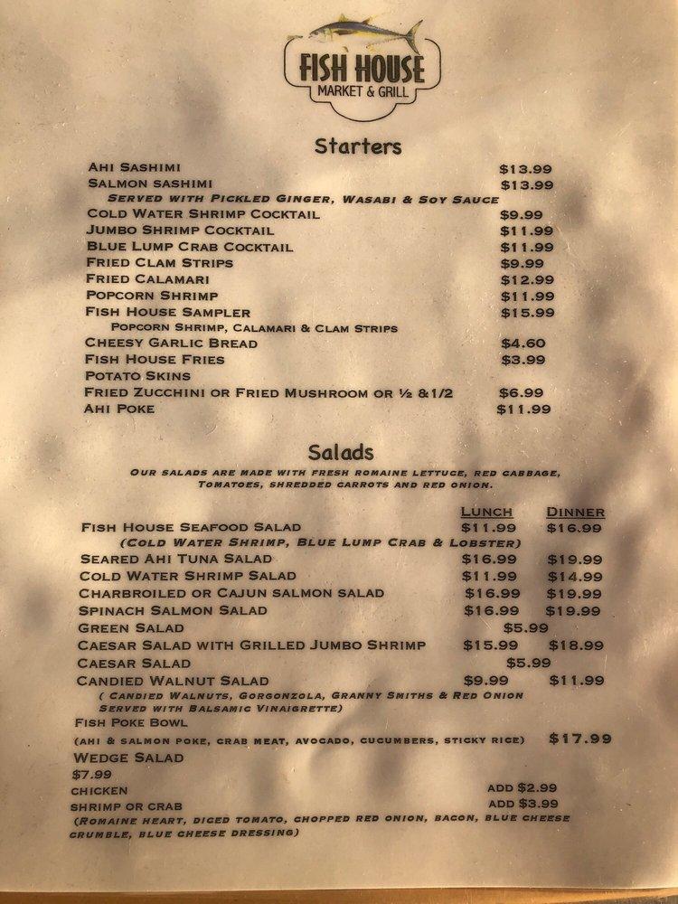 Menu at Fish House Market & Grill restaurant, Orange