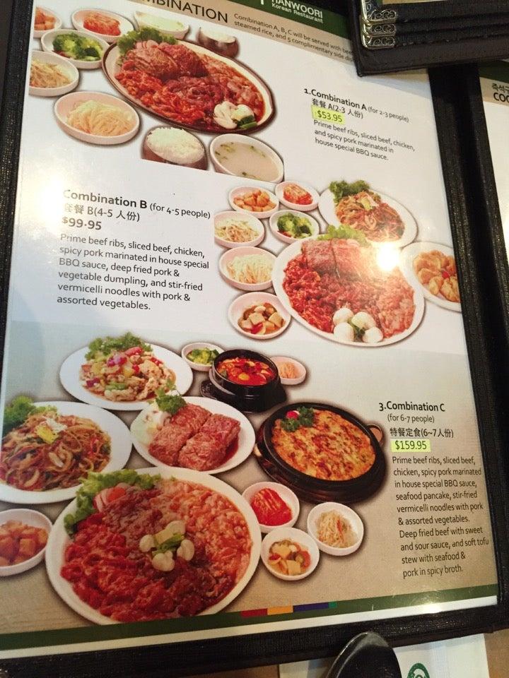 Menu at Hanwoori Korean Restaurant, Burnaby