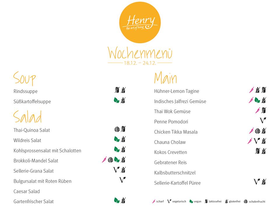 Speisekarte von Henry - the art of living GmbH restaurant, Wien