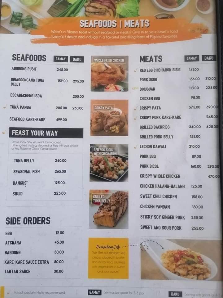 Menu at Hukad restaurant, Dumaguete, Calindagan Rd