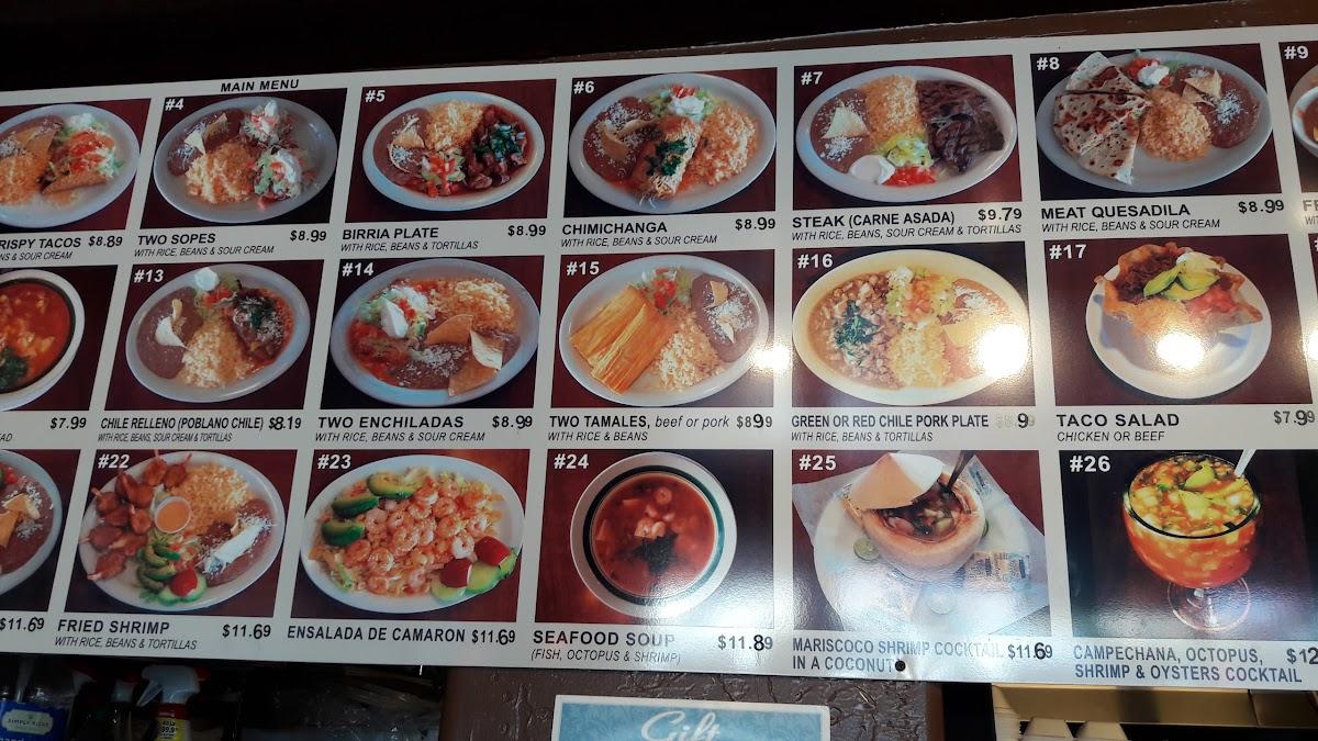 Menu at Juanita's Taqueria restaurant, Cottonwood