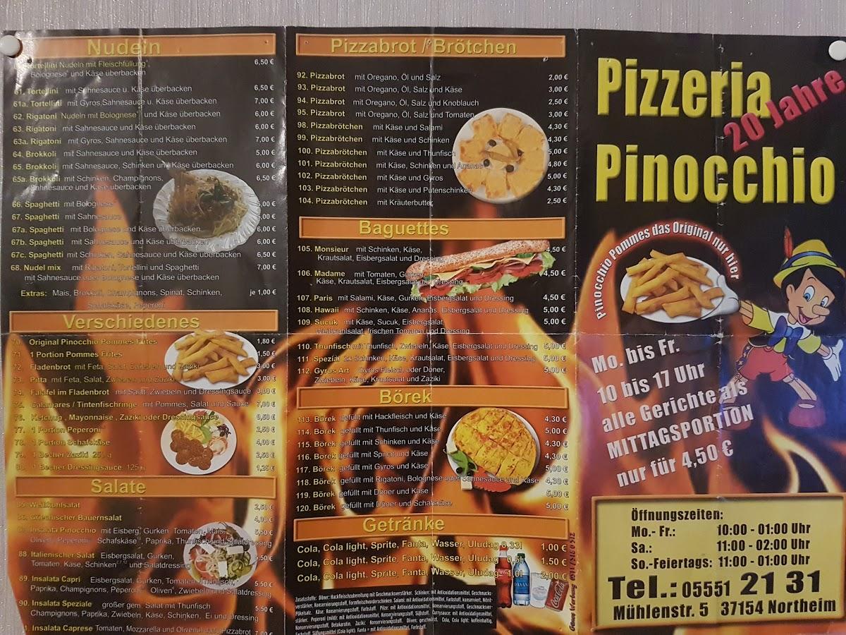 Speisekarte von Pizzeria Pinocchio, Northeim