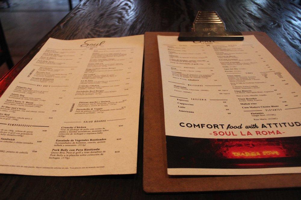 Menu at Soul La Roma restaurant, Ciudad López Mateos