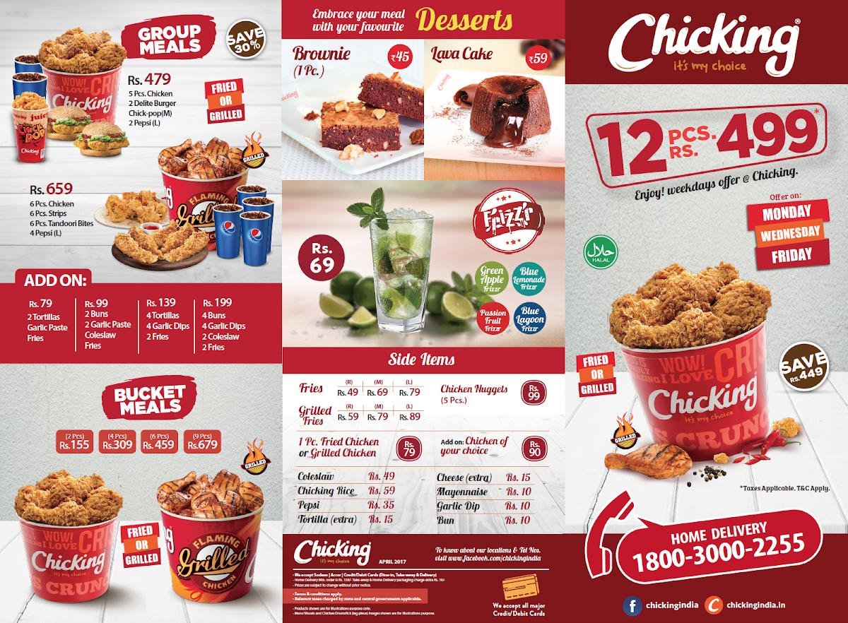 Menu at ChicKing, Thalassery