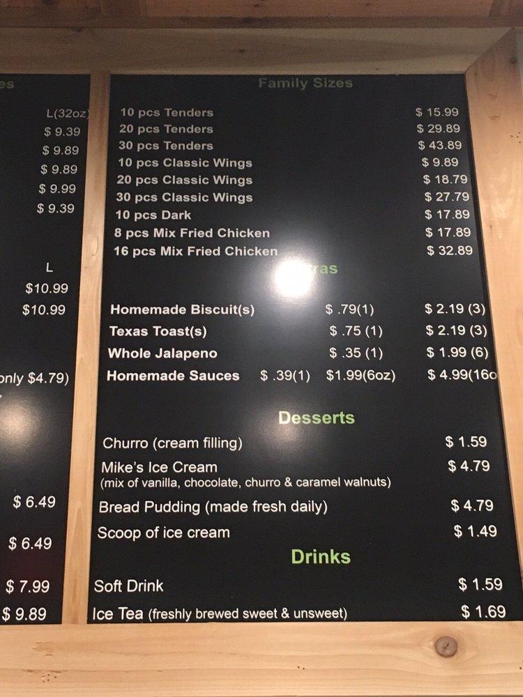 Menu at Mike's Chicken restaurant, Dallas, Maple Ave #2403