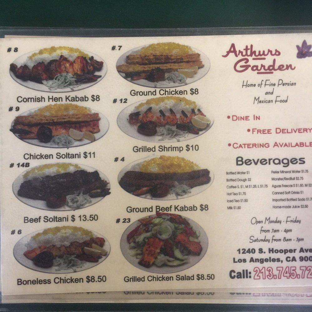 Menu at Arthurs Garden restaurant, Los Angeles