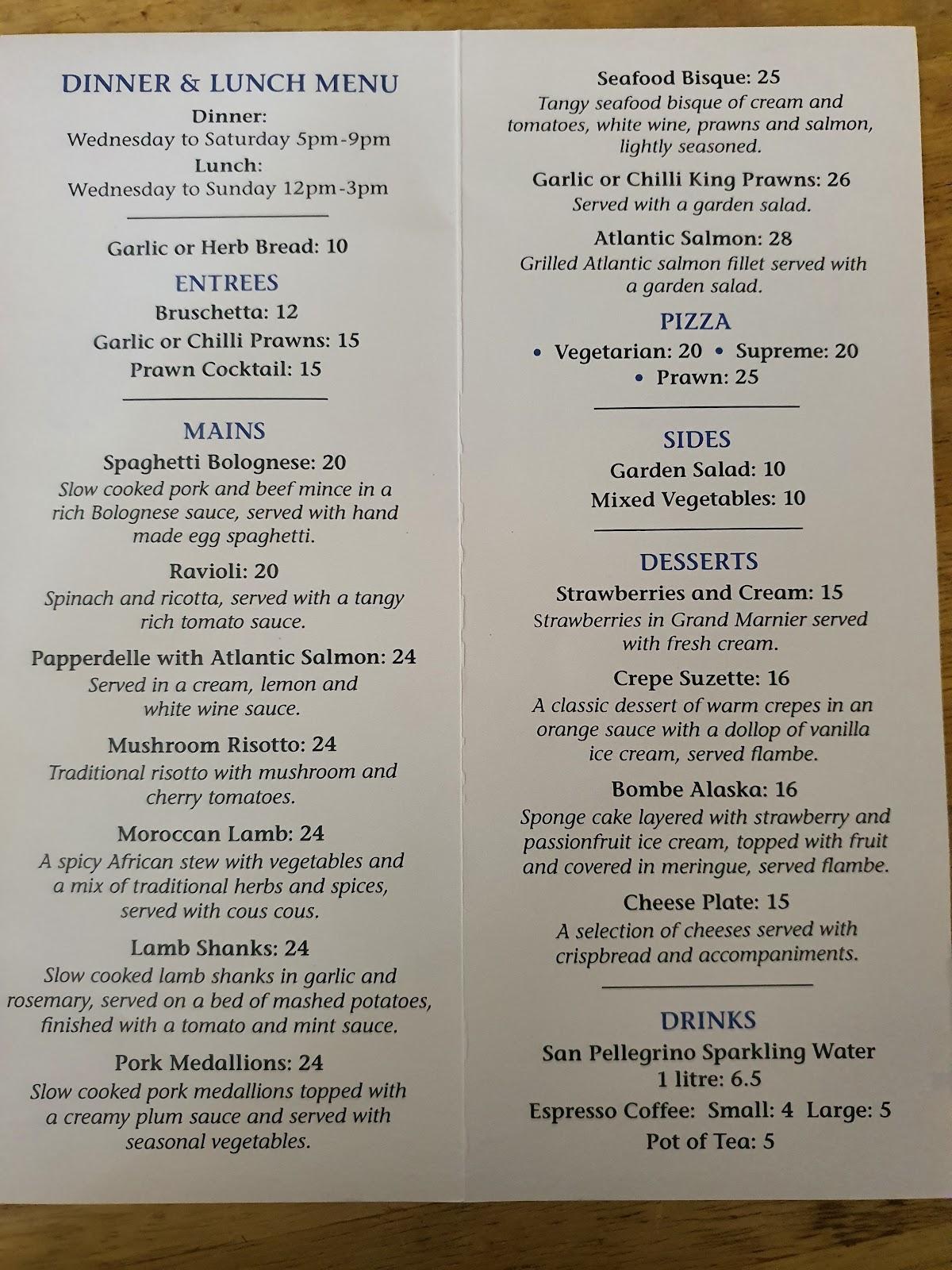 Menu at Il Cibo Mediterranean restaurant, Asquith