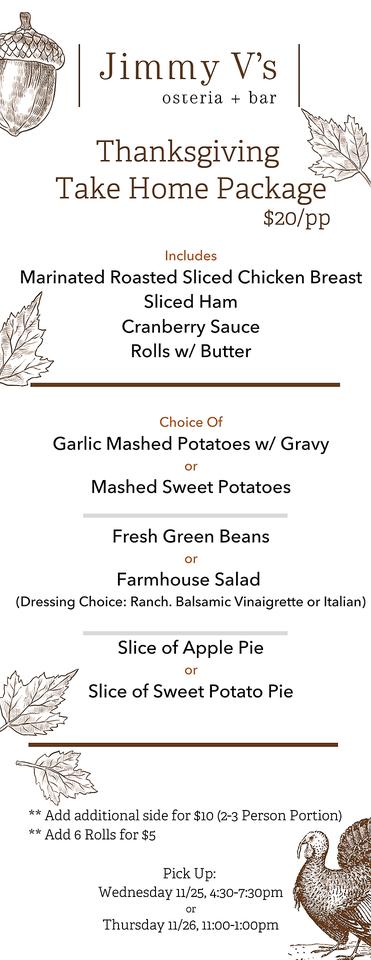 Menu at Jimmy V's Osteria & Bar, Raleigh