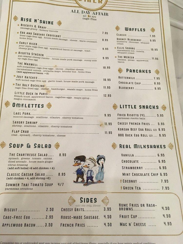 Menu at Little Duck Diner restaurant, Savannah