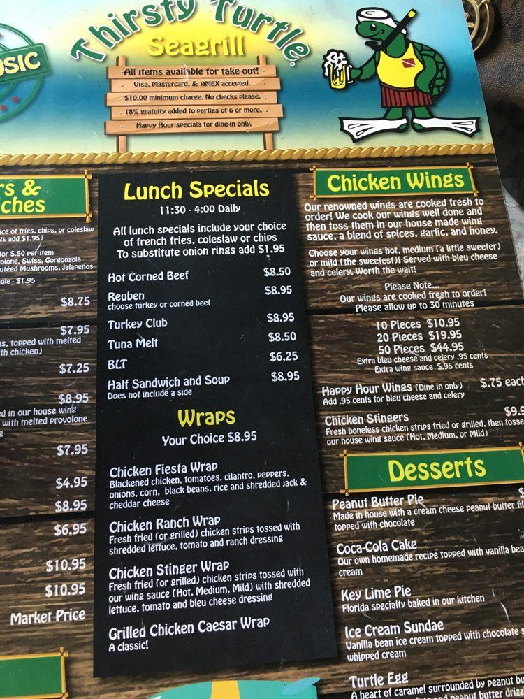 Menu at Thirsty Turtle Seagrill restaurant, Port St. Lucie