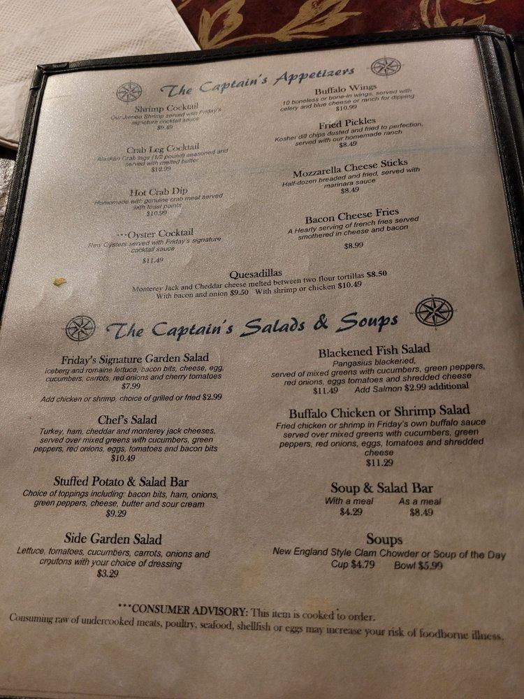 Menu at Friday's 1890 Seafood & BBQ, New Bern
